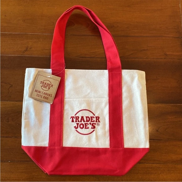 Bags | Nwt Trader Joes Canvas Mini Tote Red | Poshmark